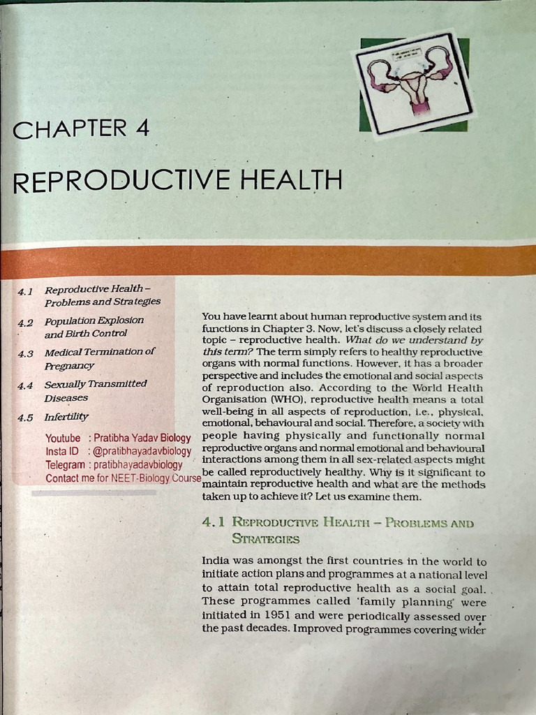 PYMam NCERTXII Ch4-Reproductive Health | PDF | Sexually Transmitted ...
