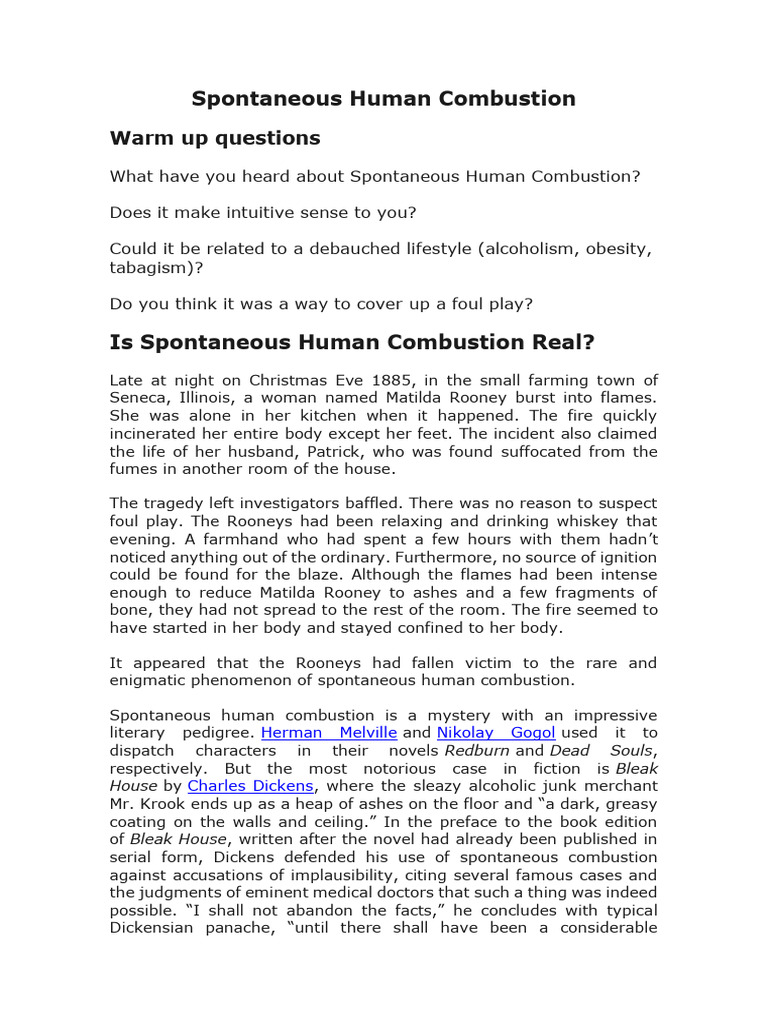 Understanding Spontaneous Human Combustion | PDF | Hazards | Combustion