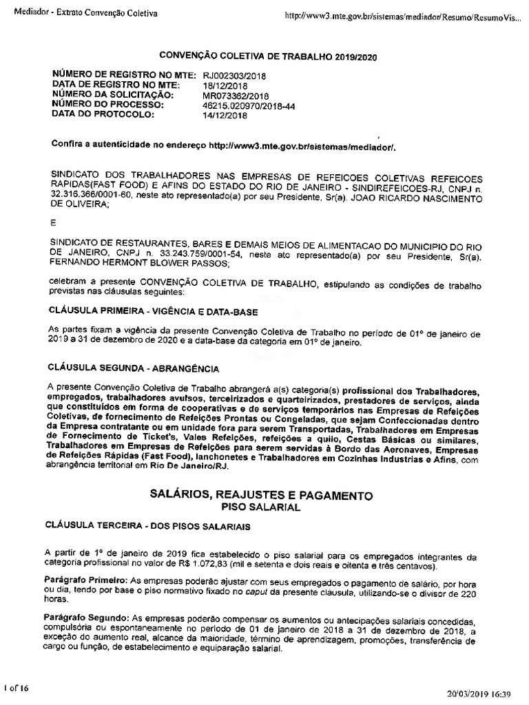 Sindirefeicoes CCT 2019 2020 Compressed | PDF