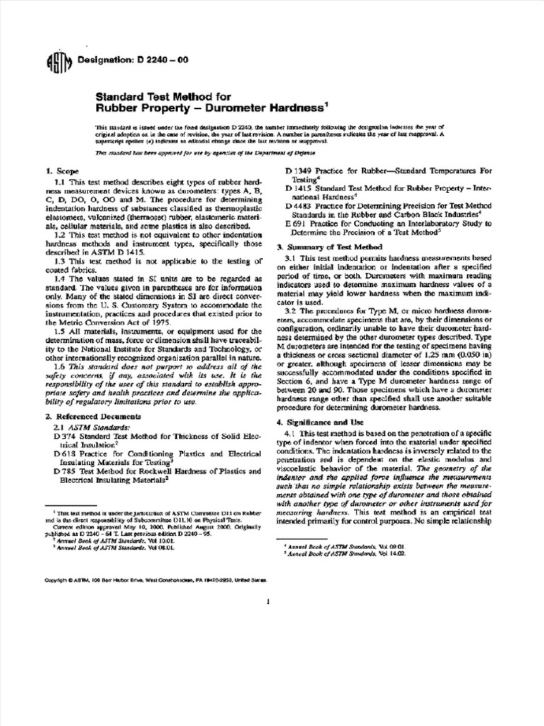 Norma Astm D2240-Determinacion Dureza PDF | PDF