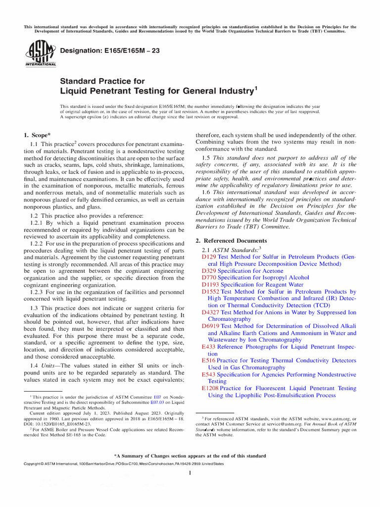 Astm E165-E165m-23 | PDF | Ultraviolet | Emulsion