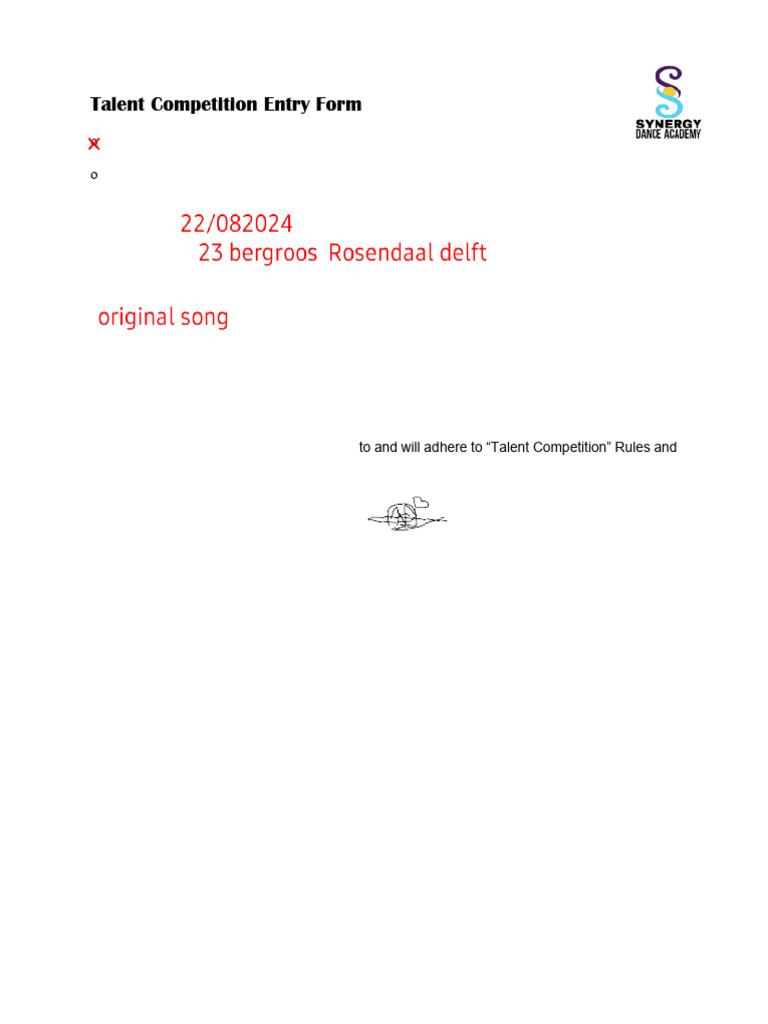 Talent Show Entry Form | PDF