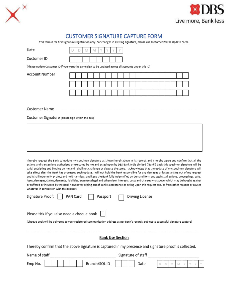 DBS Customer Signature Capture Form | PDF | Business