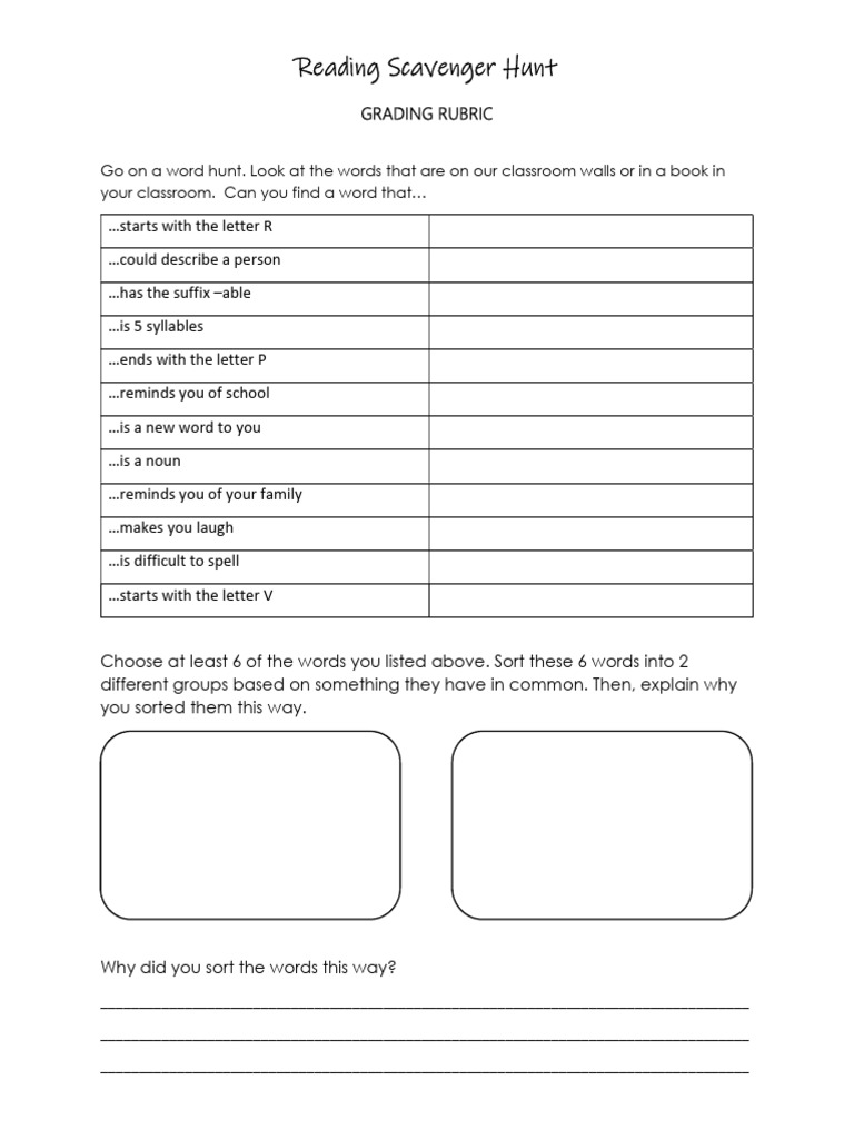 Word Scavenger Hunt | PDF