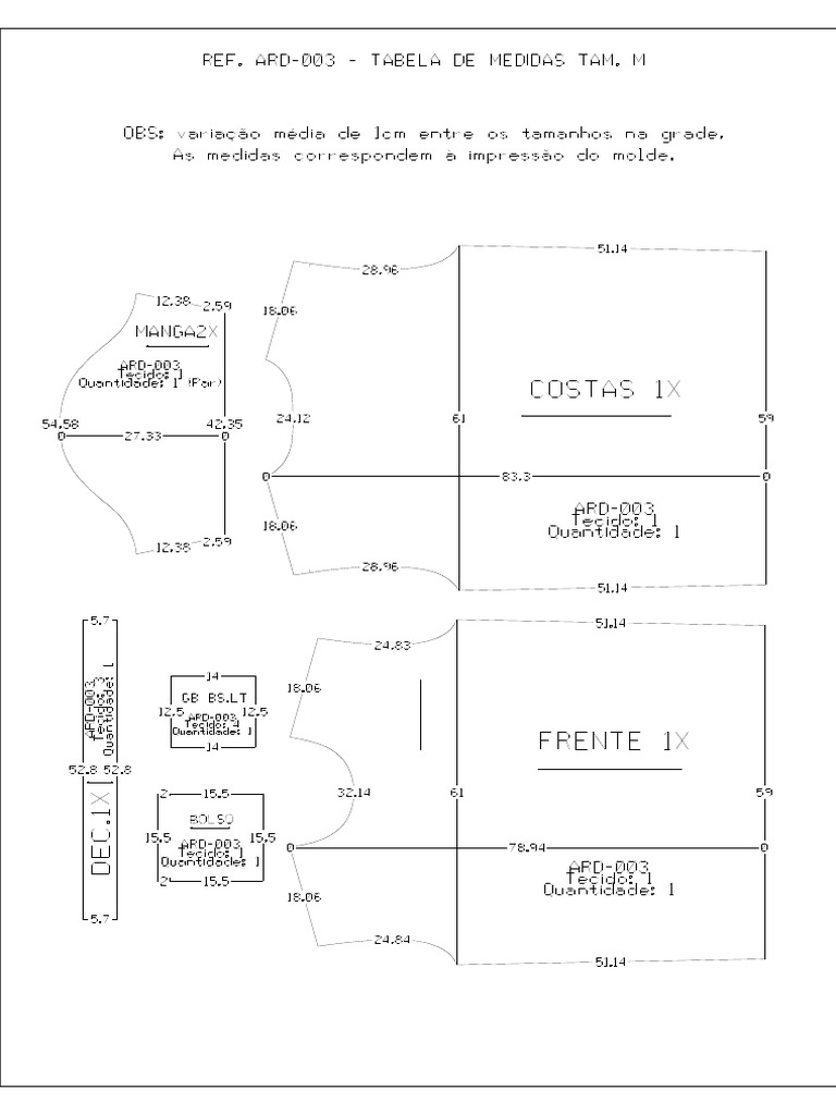 Molde 003 Medidas 2 | PDF