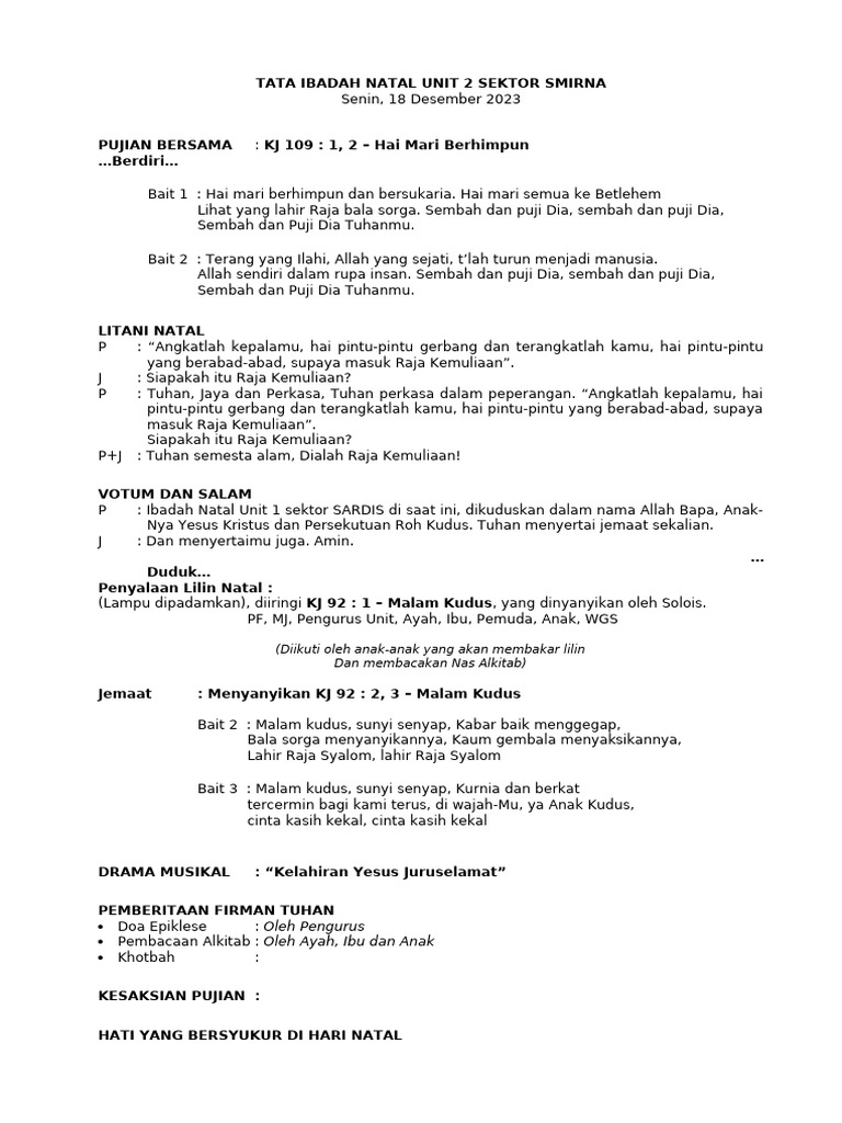 Tata Ibadah Natal Unit | PDF