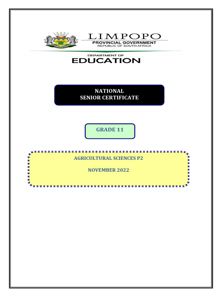 Agricultural Sciences GRADE 11 P2 November 2022 | PDF | Plant Nutrition ...