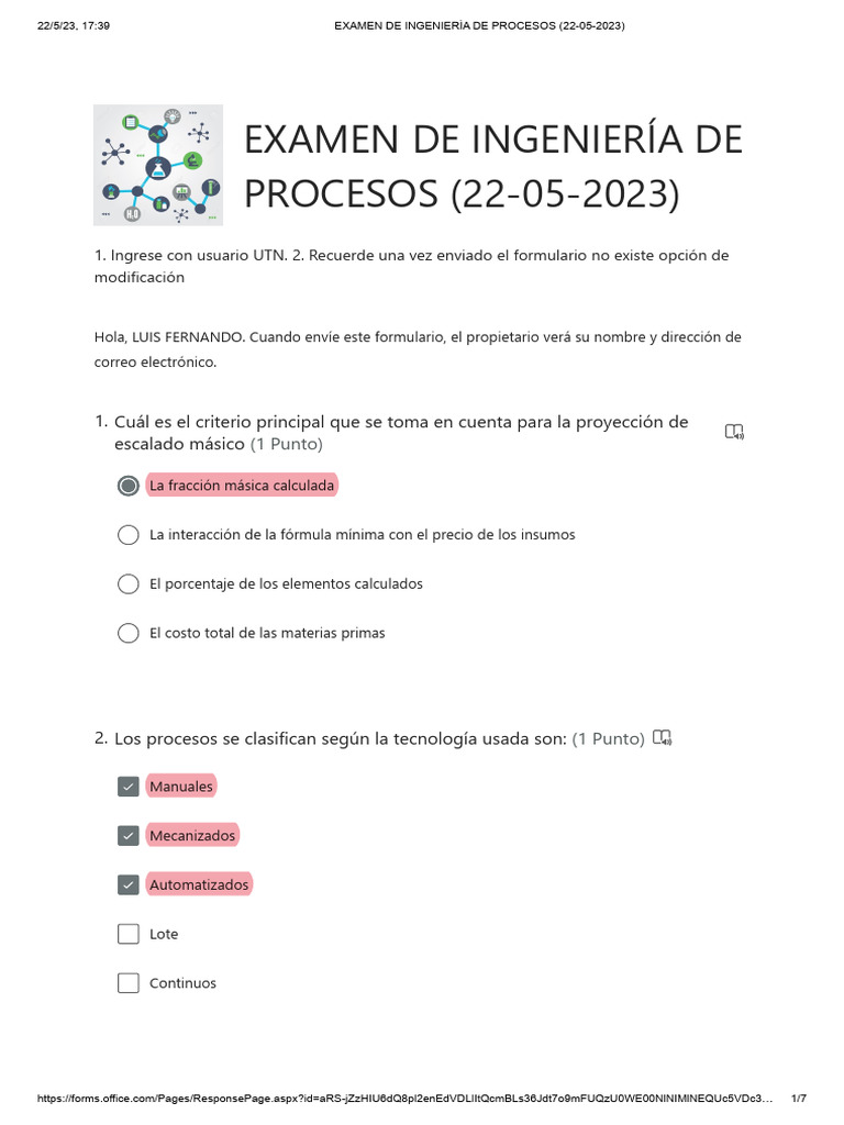 Examen 1 Procesos | PDF | Ingeniería de Procesos | Business
