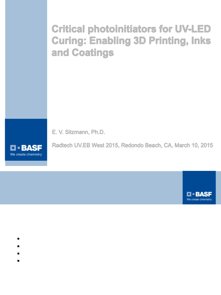 Critical Photoinitiators For UV-LED Curing-Sitzmann | PDF | Ultraviolet ...