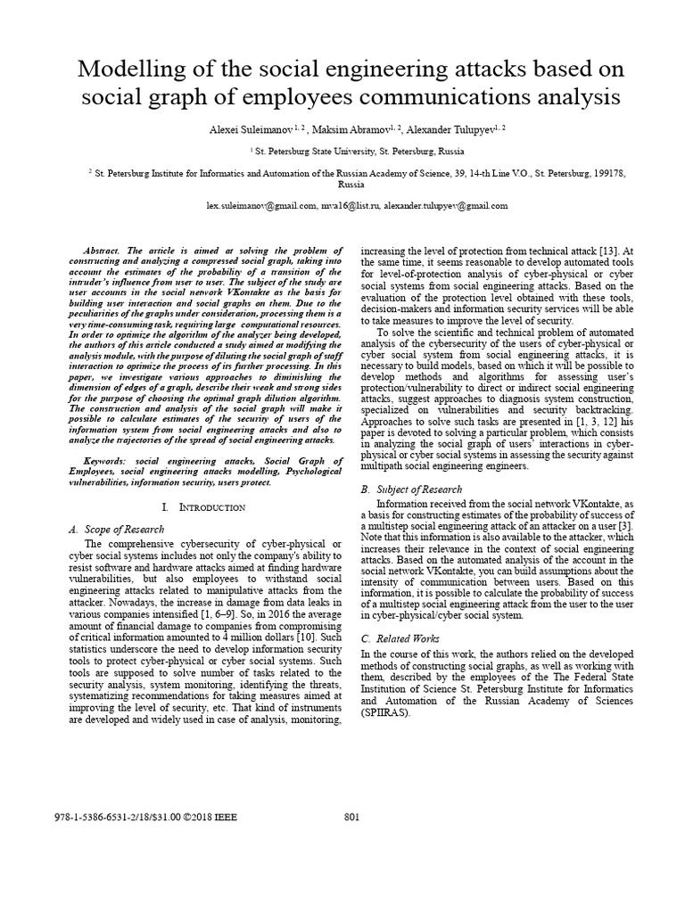 Modelling of The Social Engineering Attacks Based On Social Graph of ...