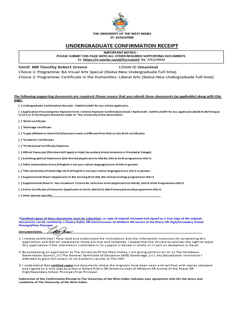 Uwi Document 1 | PDF | Bachelor Of Science