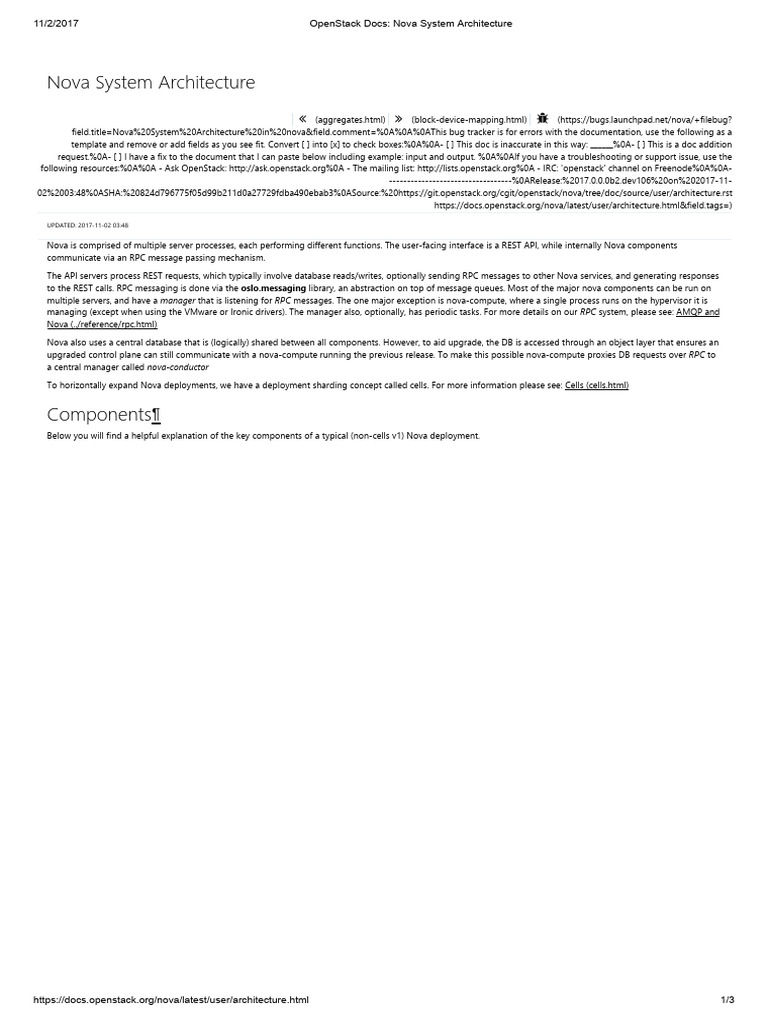 OpenStack Docs - Nova System Architecture | PDF | Open Stack | Databases