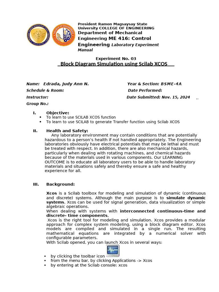 Edrada, Judy Ann N. - ME416A - EXPERIMENT 3 - LATE | PDF | Damping | Steady State