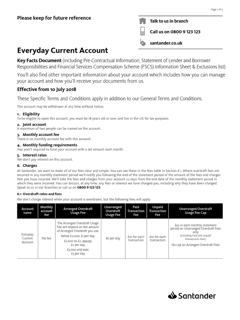 Key Facts 2 | PDF | Overdraft | Fee