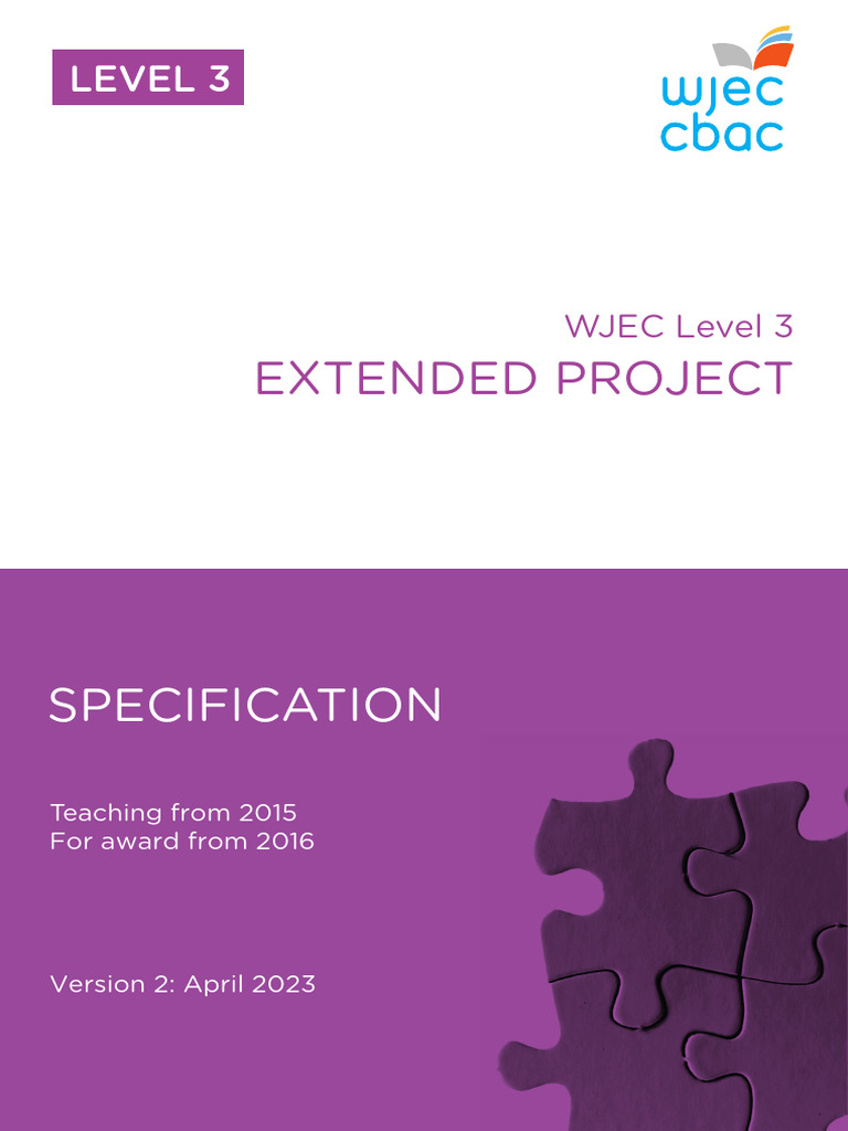 Wjec Level 3 Extended Project Spec e 26-04-23 | PDF | Learning | Evaluation