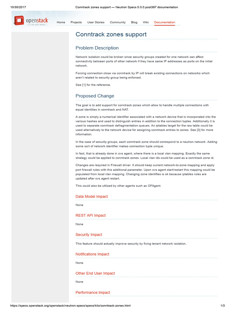 Conntrack zones support — Neutron Specs 0.0.0 | PDF | Computing ... Conntrack zones support — Neutron Specs 0.0.0 | PDF | Computing ...