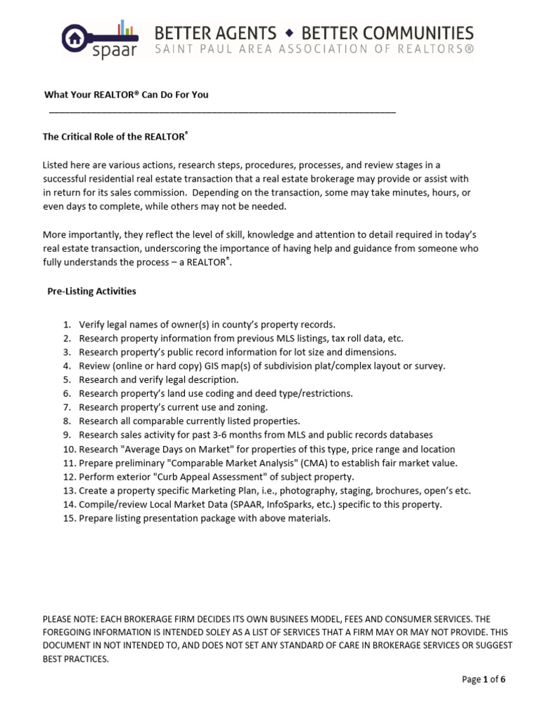 What Your REALTOR Can Do For You | PDF | Real Estate Appraisal ...