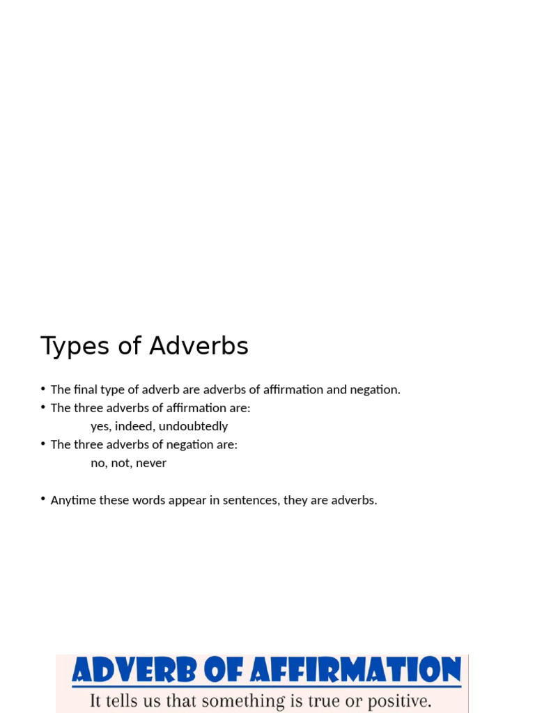 Understanding Adverbs of Affirmation & Negation | PDF | Language Arts ...