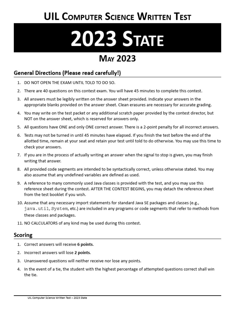 CompSci StudyPacket S 23 | PDF | Integer (Computer Science) | Boolean Data Type