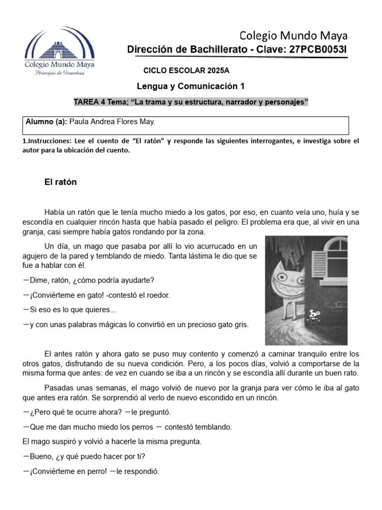 TAREA 4 Trama, Narrador y Personaje | PDF | Gatos