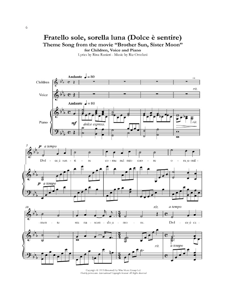 Dolce È Sentire - Partitura | PDF