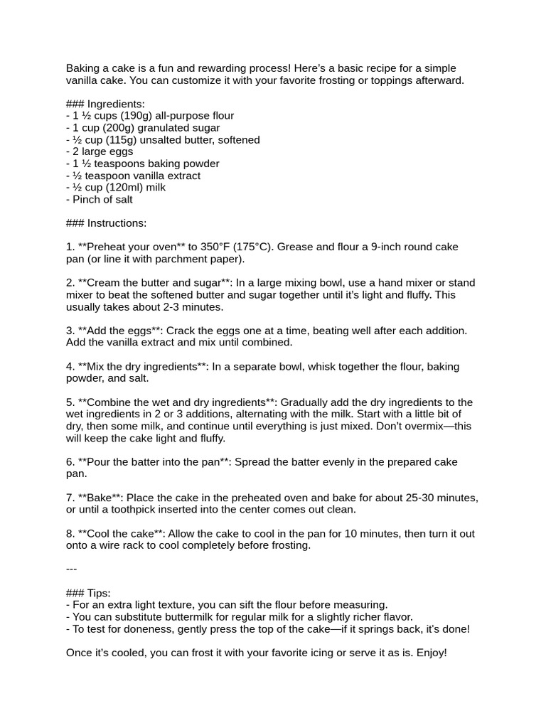 How to Bake The Best Cake | PDF