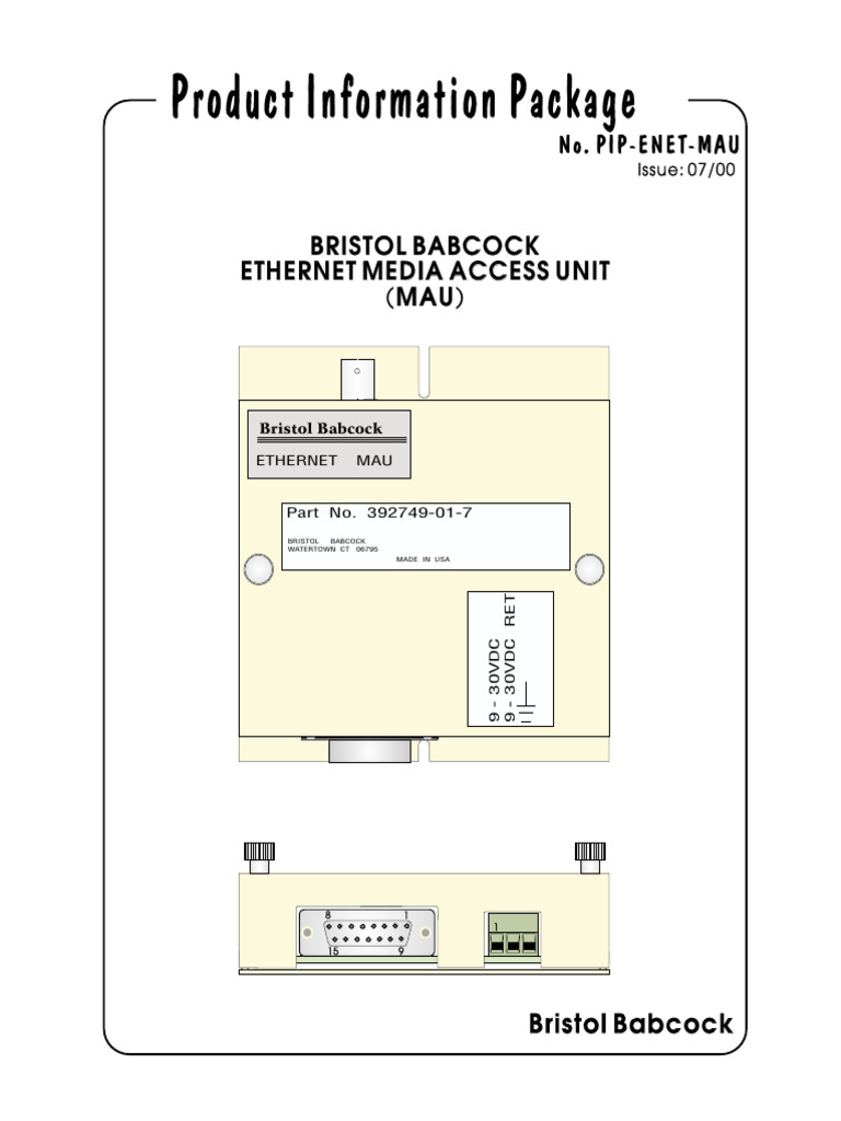 Manual Bristol Ethernet Media Access Unit Mau en 133290 | PDF ...