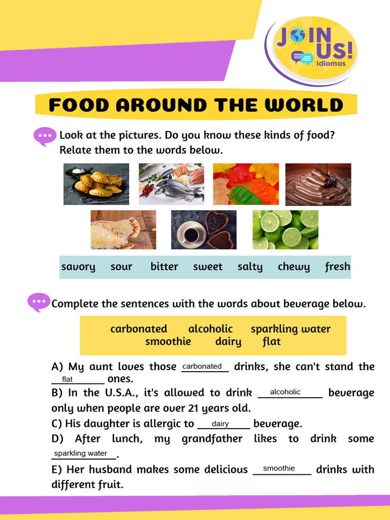 Conversation Class - Food Around The World | PDF | Cooking, Food & Wine
