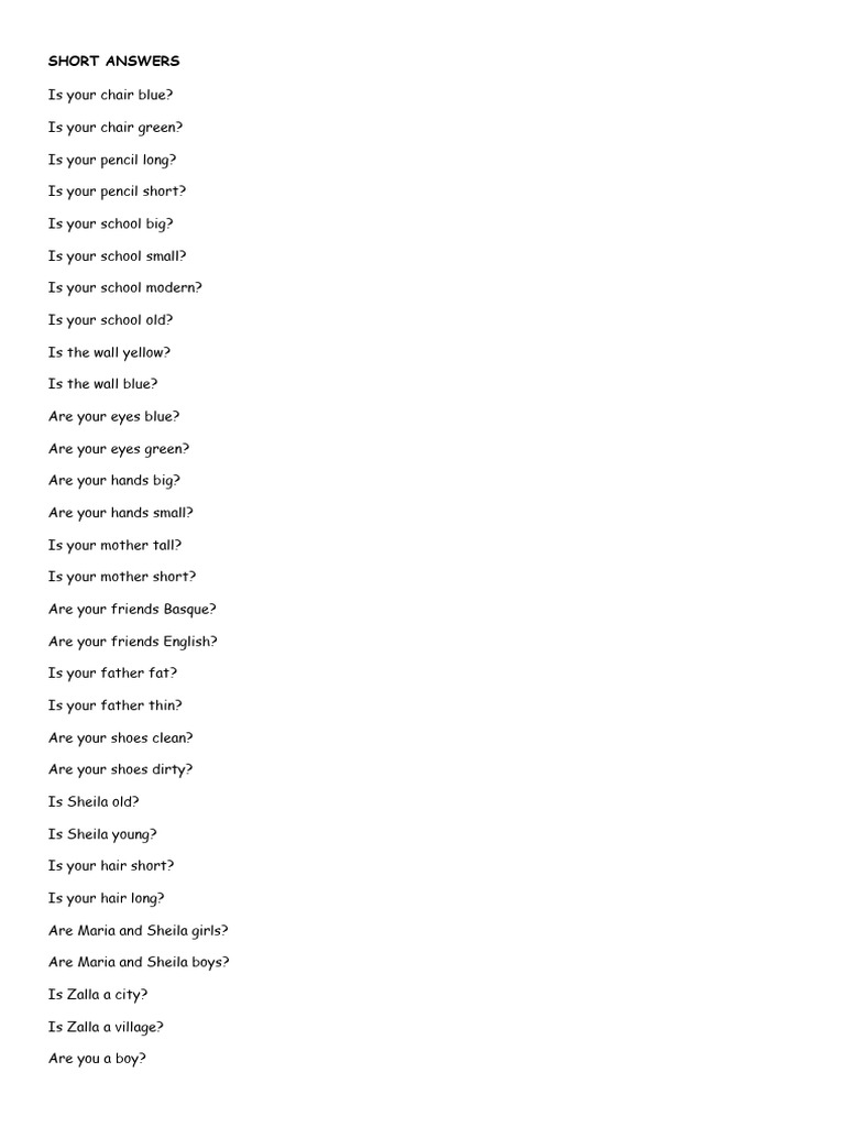Short Answers | PDF | Language Arts & Discipline