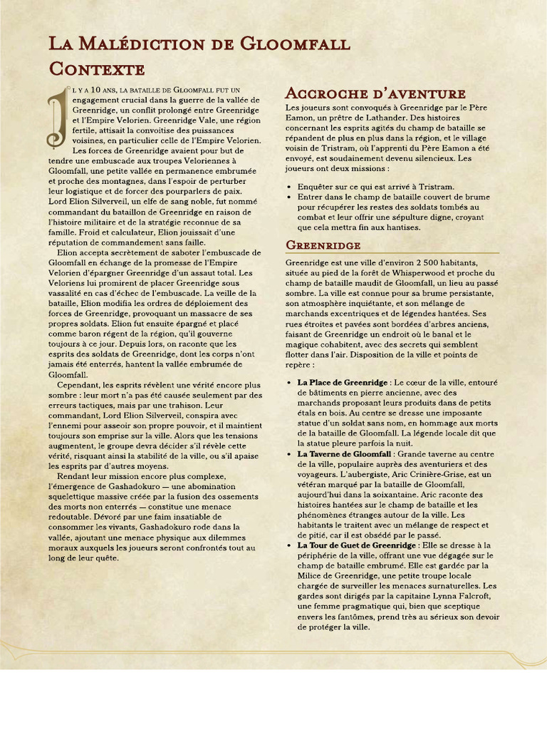 Gloomfall Adventure | PDF