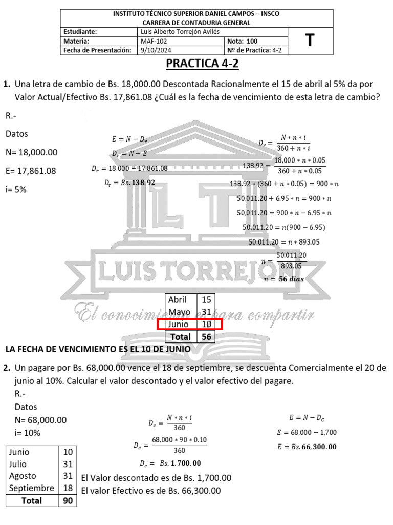 Practica 4-2 Resuelta | PDF | Inversiones | Interés