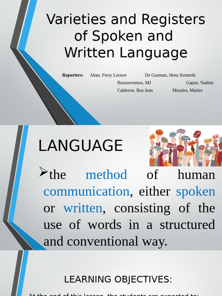 Varieties and Registers of Written and Spoken Language | PDF | Dialect ...