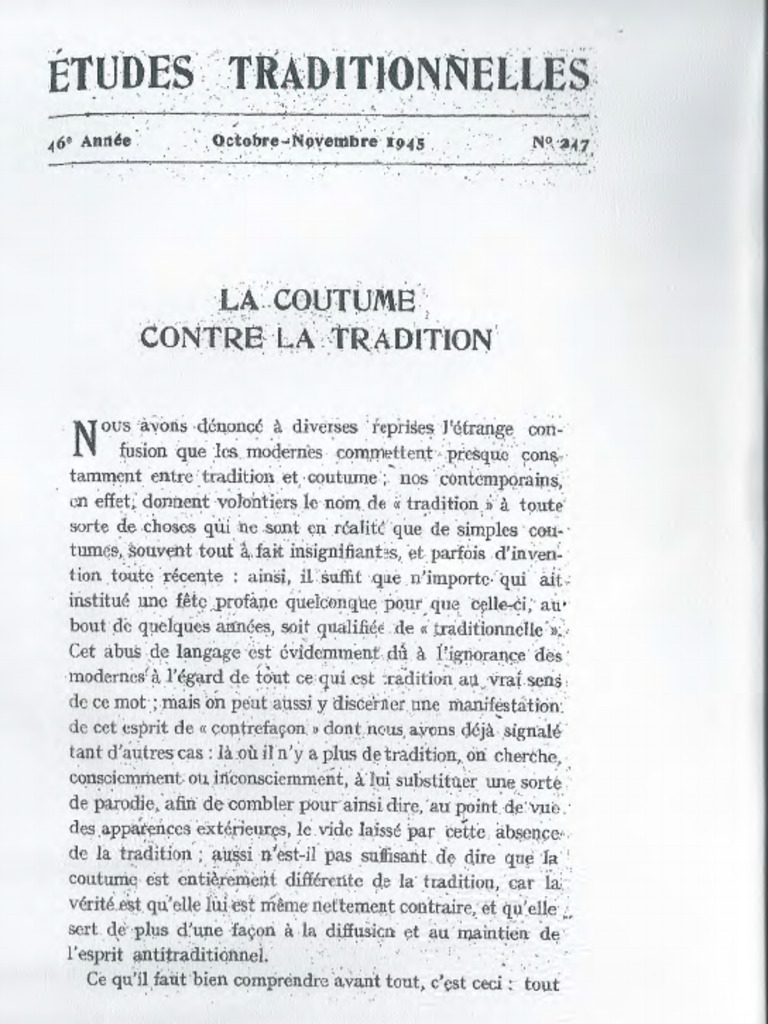 La Coutume Contre La Tradition | PDF