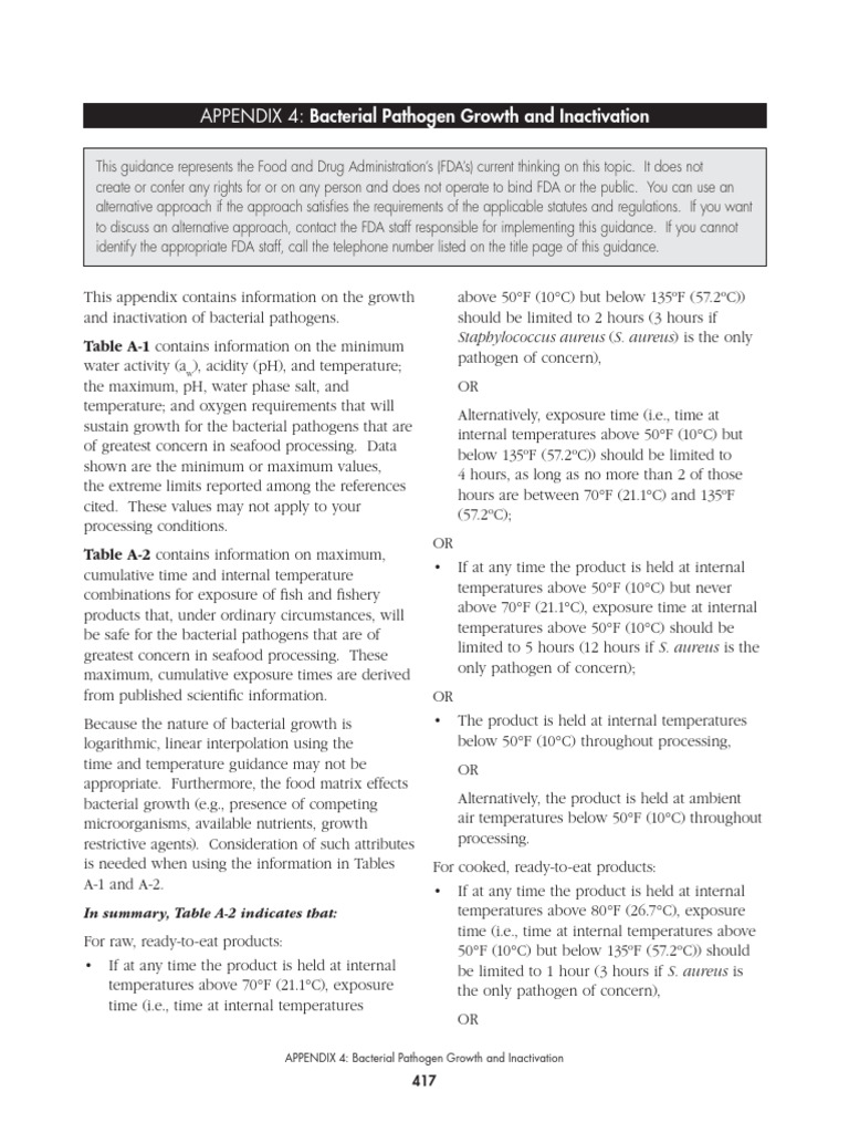 Appendix 4 Bacterial Pathogen Growth and Inactivation (PDF) 2 | PDF | Bacteria | Pathogen