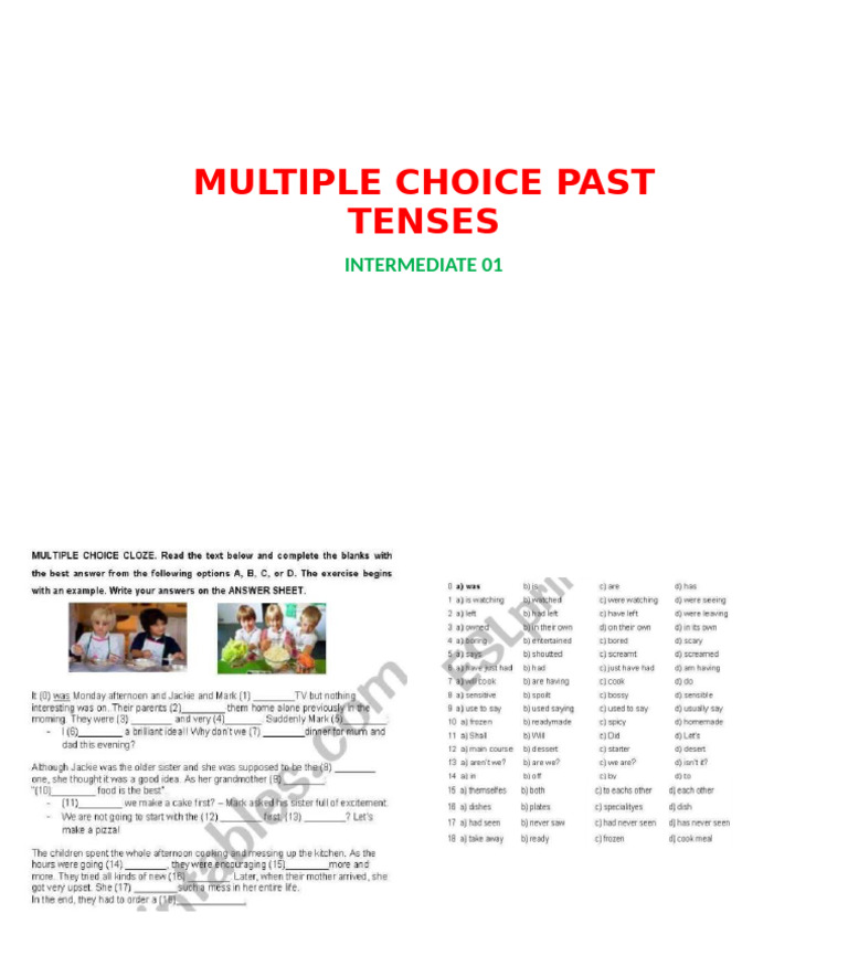Int01-Multiple Choice Past Tenses | PDF