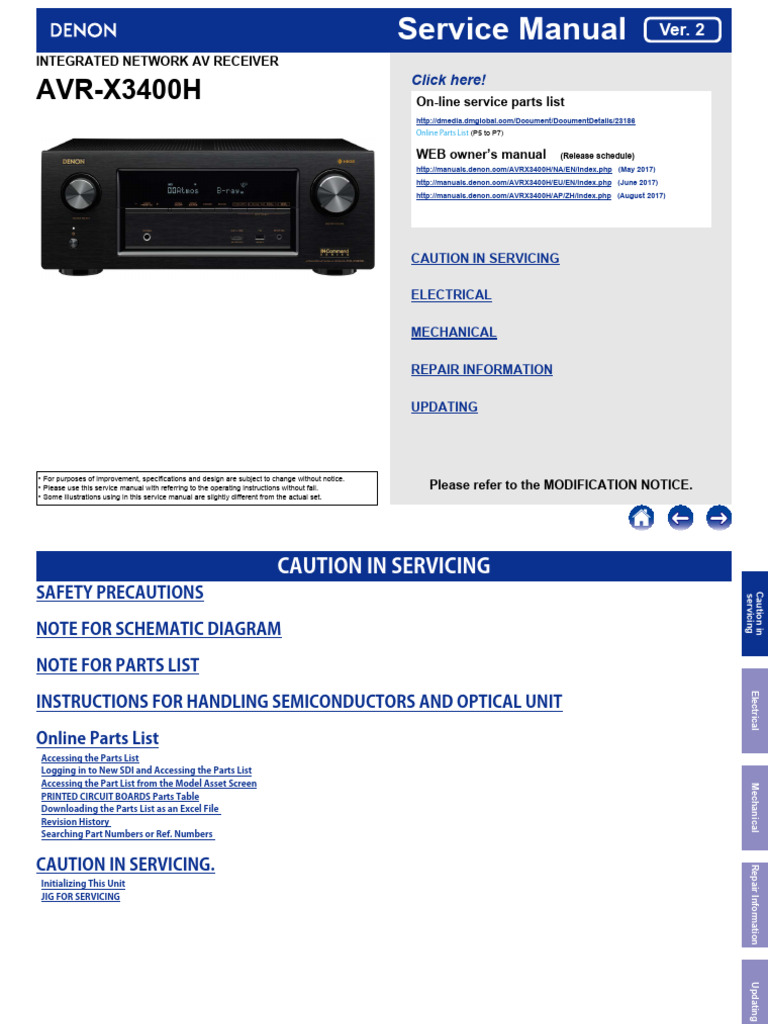 Denon AVR-X3400H Service Manual | PDF | Electrical Connector ...