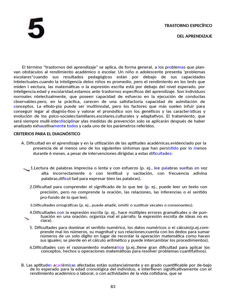 Capitulo5 Trastorno Del Aprendizaje | PDF | Dislexia | Aprendizaje