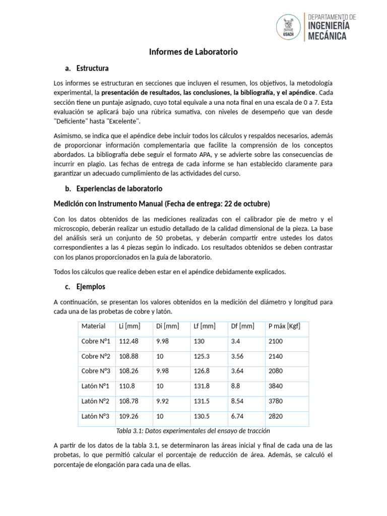 Estructura y Evaluación de Informes de Laboratorio | PDF | Laboratorios | Dibujo técnico