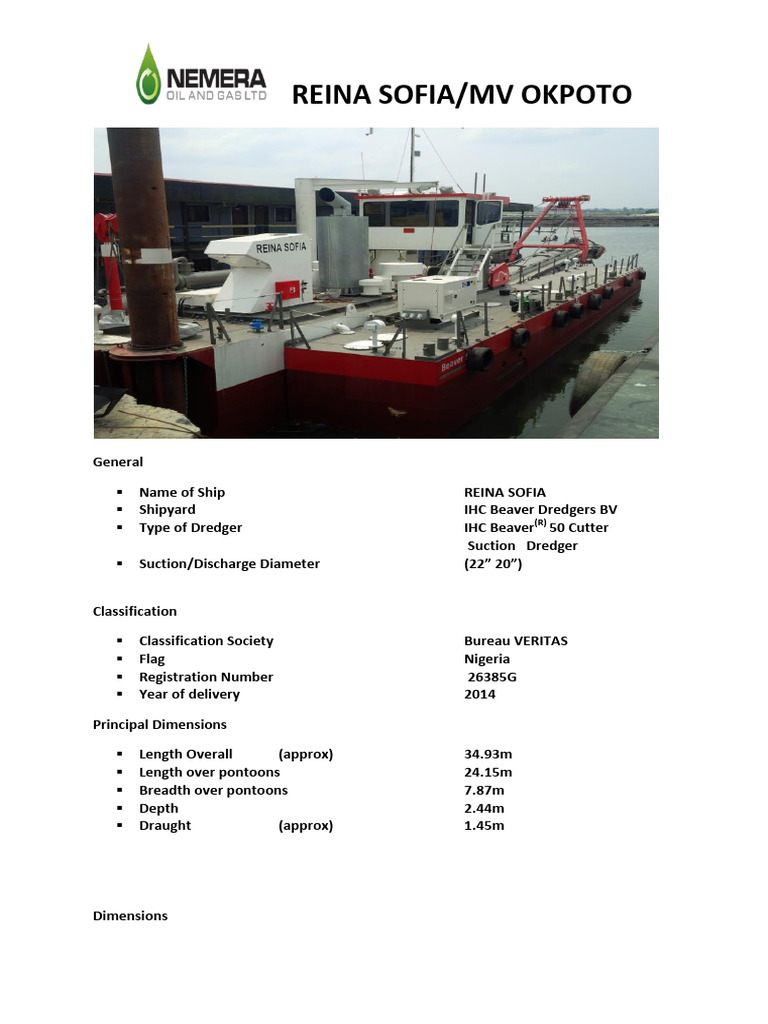 Beaver 50 Dredger Specification | PDF | Dredging | Pump