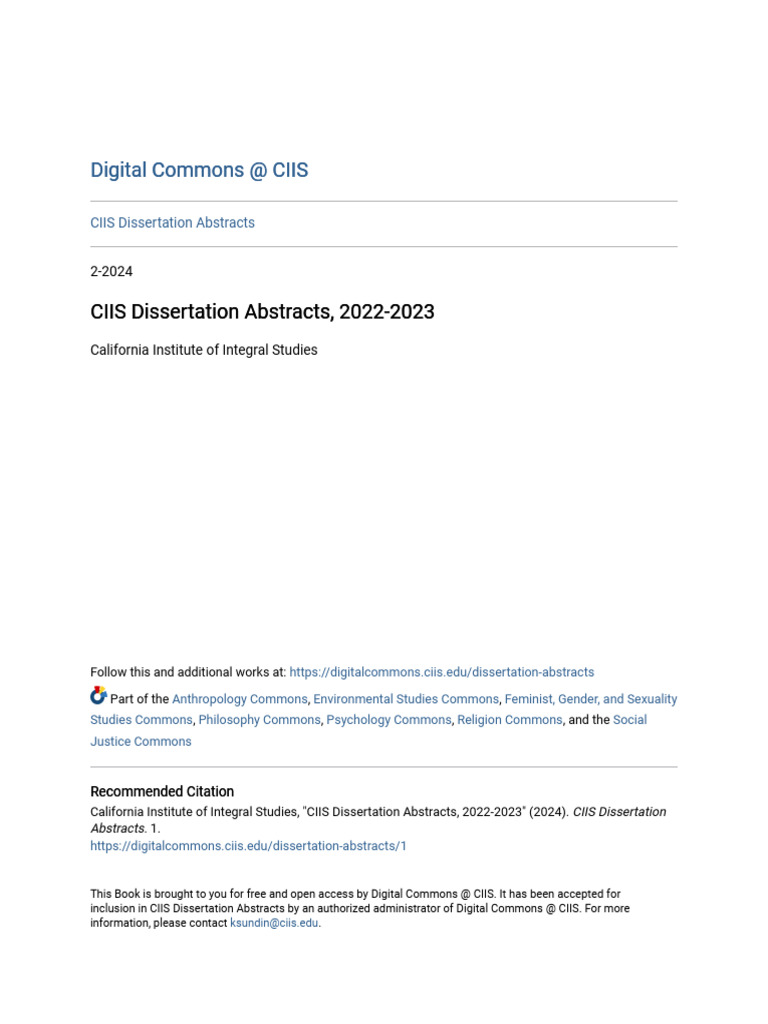 CIIS Dissertation Abstracts 2022-2023 | PDF | Ethnography | Virtual Reality