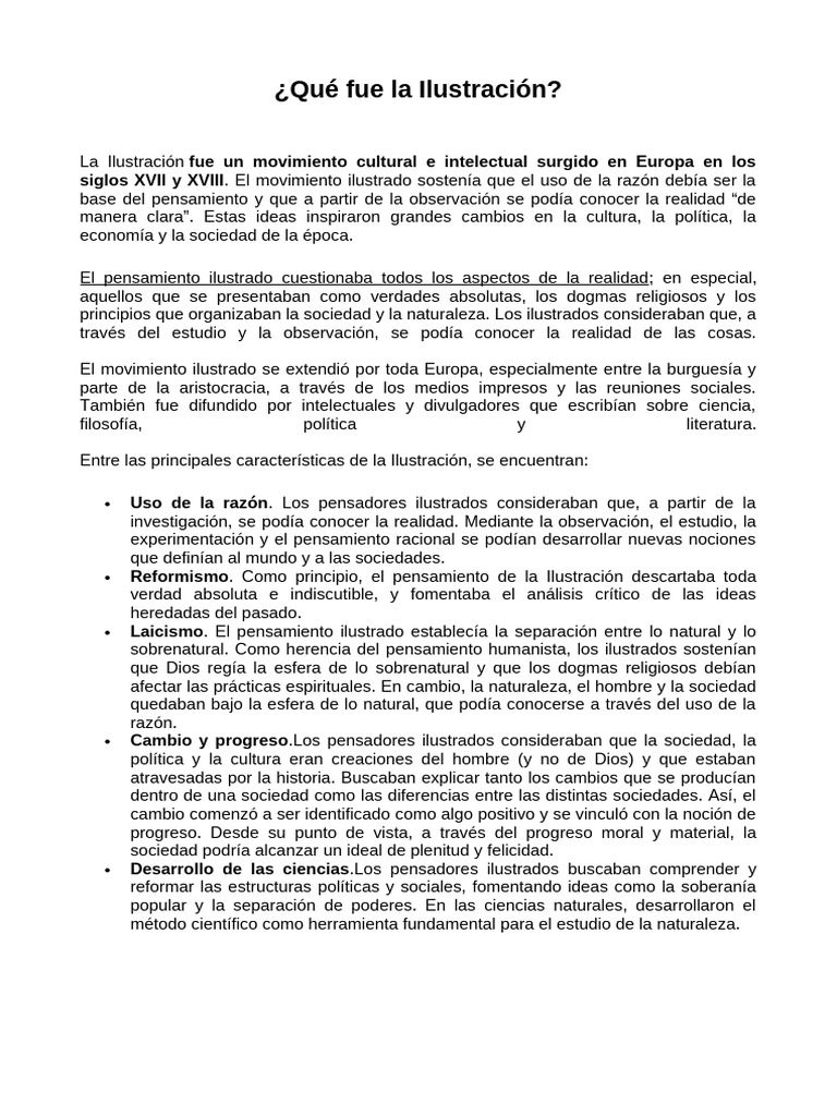 Qué Fue La Ilustración | PDF | Era de iluminacion | Razón
