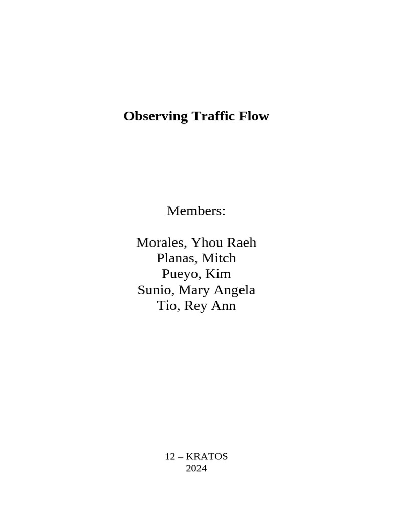 Observing Traffic Flow | PDF