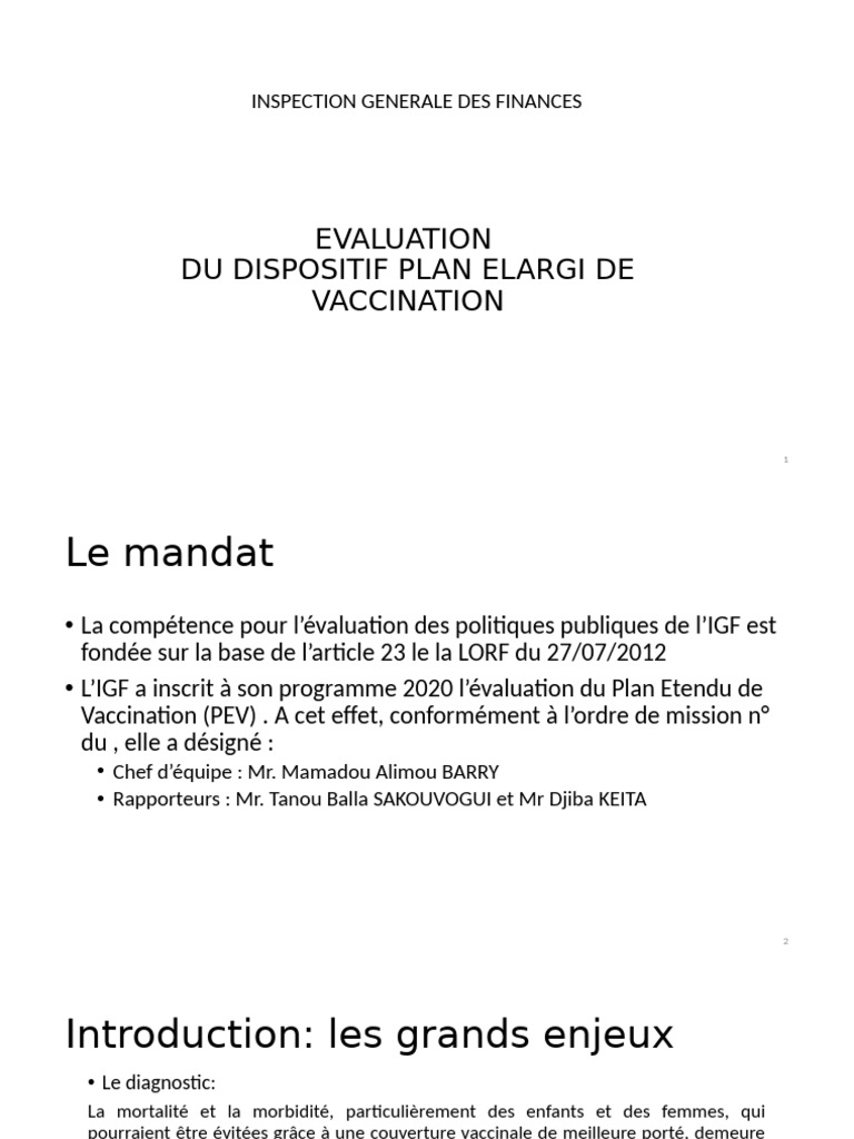 Évaluation du Plan Élargi de Vaccination | PDF | Vaccination | Rougeole