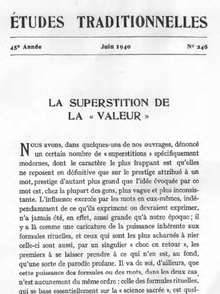 La Superstition de La Valeur | PDF