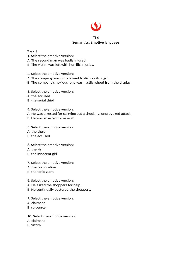 Emotive Language in Communication | PDF | Games & Activities | Language ...