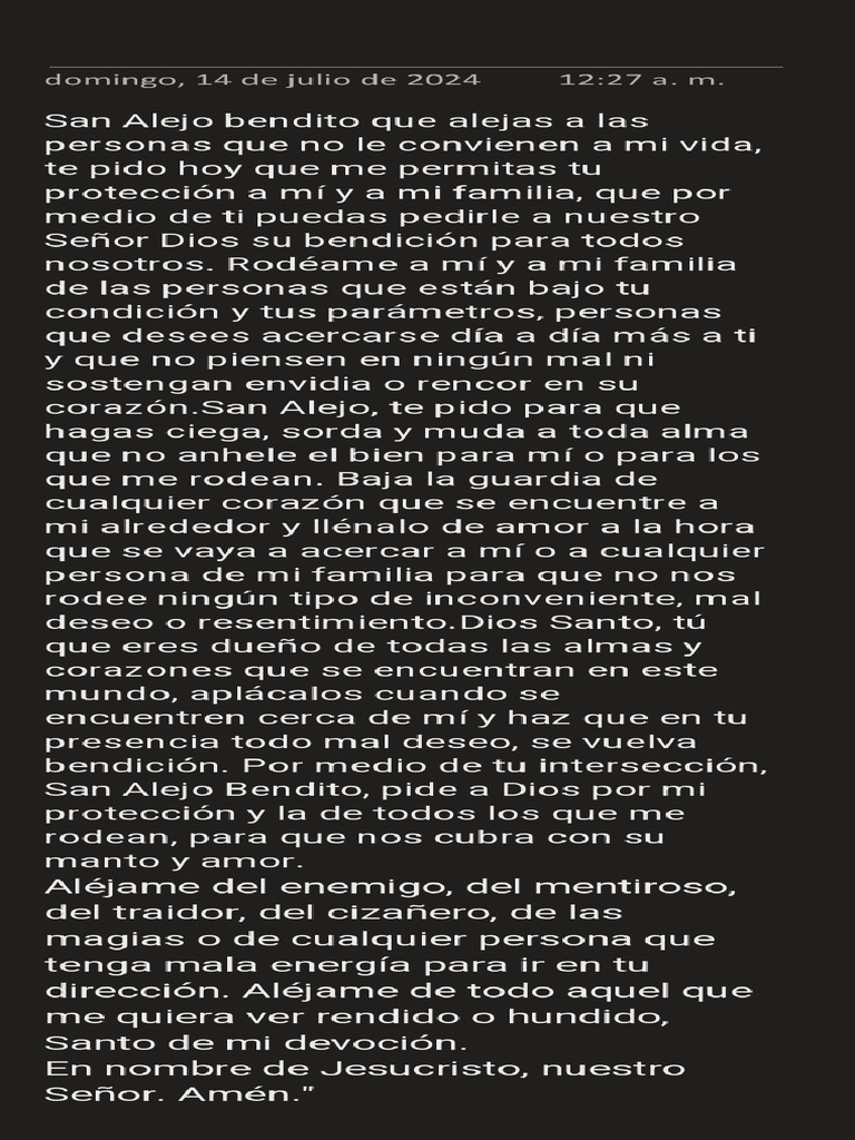 Oración A San Alejo | PDF