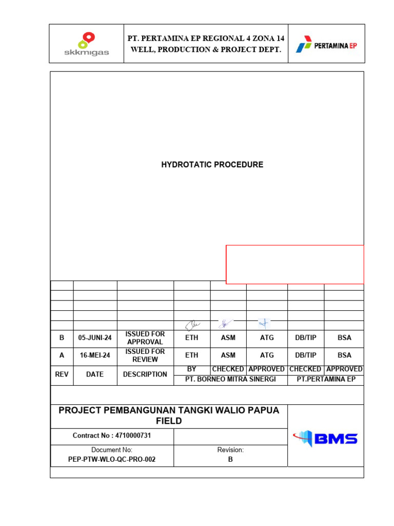 PEP-PTW-WLO-QC-PRO-002 - RevB HYDROSTATIC PROCEDURE | PDF | Sains ...