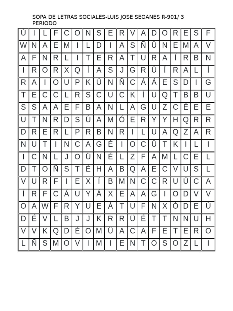 Sopa de Letras Sociales | PDF