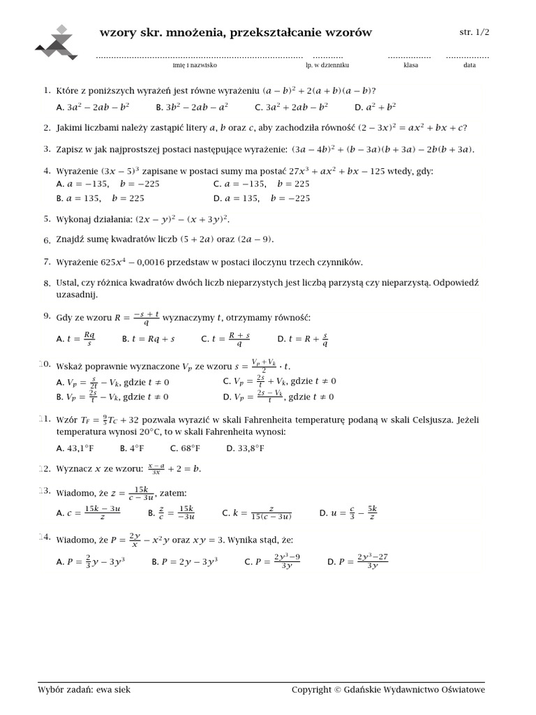 Wzory SKR Mnozenia | PDF