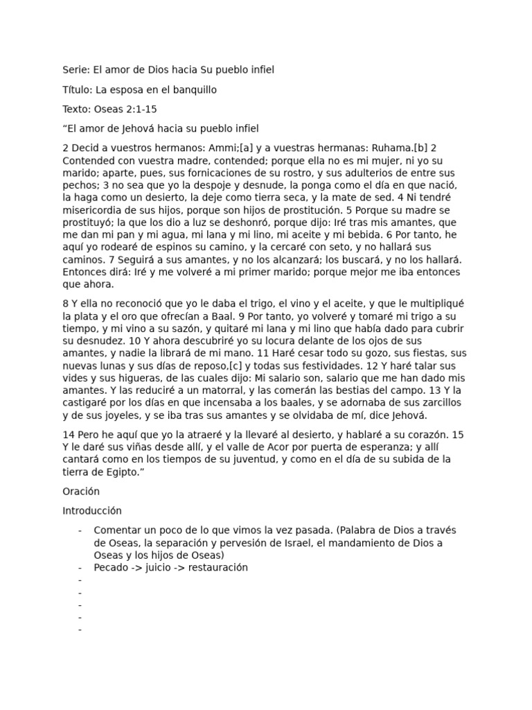 Amor y juicio en Oseas 2:1-15 | PDF